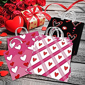 JOYIN 48 PCs Valentine's Day Red Pink Gift Bags with Handle 7.2x9 inch, Paper Wrapping Kraft Bags for Funny Gifts Novelty Gifts Valentines Day Gift Bags Giving