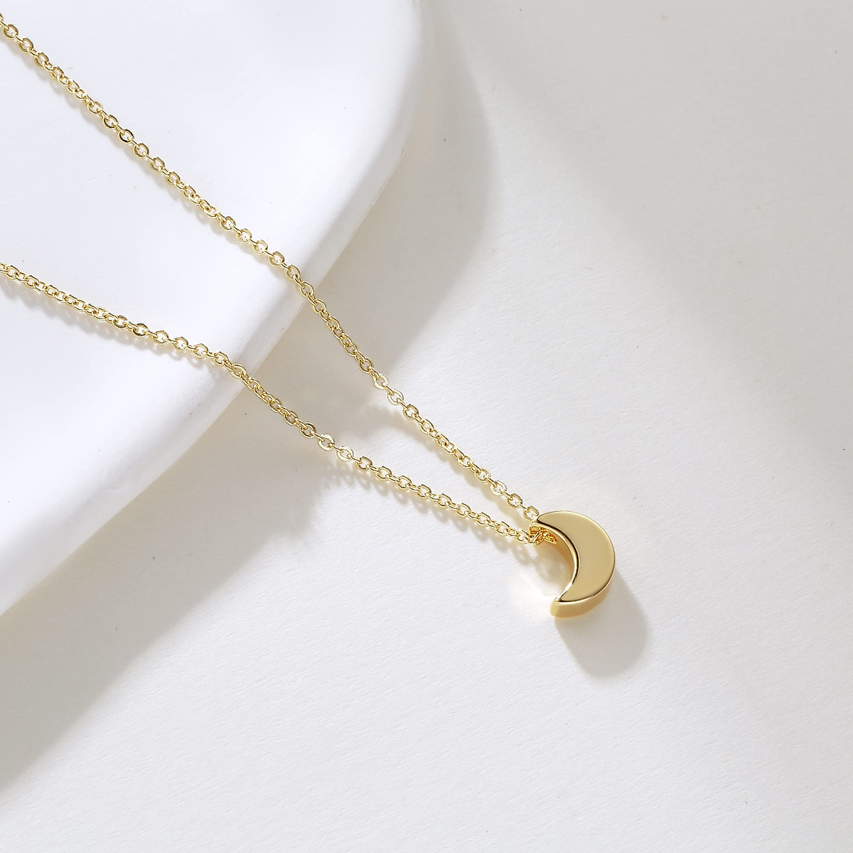 Tasiso Dainty Moon Pendant Necklace for Women 14K Gold Crescent Moon Long Necklace Delicate Bohemian Charm Necklace Minimalist Jewelry Gifts