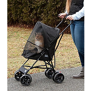 Pet Gear Travel Lite Plus Stroller, Compact, Easy Fold, No Assembly Required, Large Wheels for Cats and Dogs up to 15 pounds, 3 Colors