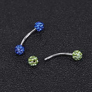 ZS 16 Gauge Eyebrow Rings Curved Barbell 4mm Tiny Crystal Ball Belly Button Rings Nipple Rings Tongue Piercings