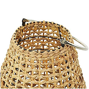 The Novogratz Metal Handmade Decorative Candle Lantern with Glass Holder and Handle, 13" x 13" x 16", Brown