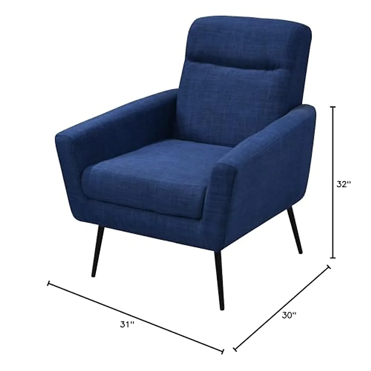 Lepfun Mid Century Modern Upholstered Fabric Accent, Living Room, Bedroom Leisure Single Sofa (Metal Legs), TV armrest seat,Suitable for Small Space Home,Office,Coffee Chair,Dark Blue