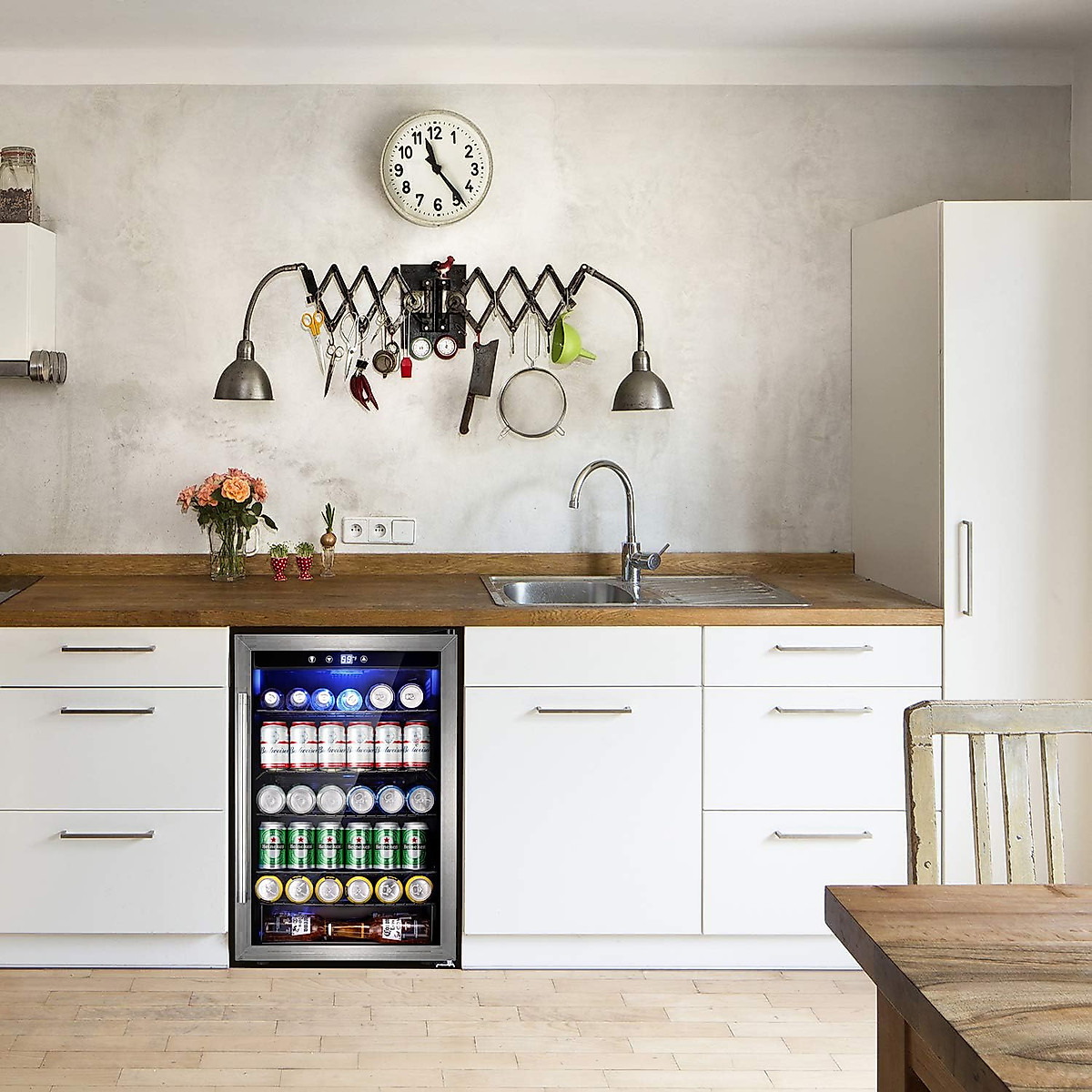 Antarctic Star Beverage Refrigerator Cooler - 120 Can Mini Fridge Glass Door for Soda Beer or Wine Small Drink Dispenser Clear Front for Home, Office or Bar,4.5cu.ft.（Black）