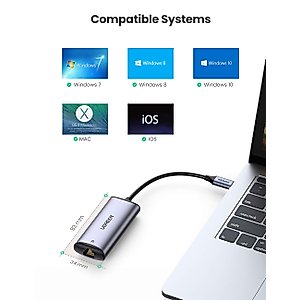 UGREEN USB C Ethernet Adapter 2.5G Gigabit Network Adapter Thunderbolt 3 RJ45 LAN Converter for iMac 2021 M1, MacBook Pro/Air, iPad Pro M1, iPad Air 4, Surface Pro 7, Dell XP15 13, Windows, MacOS, iOS