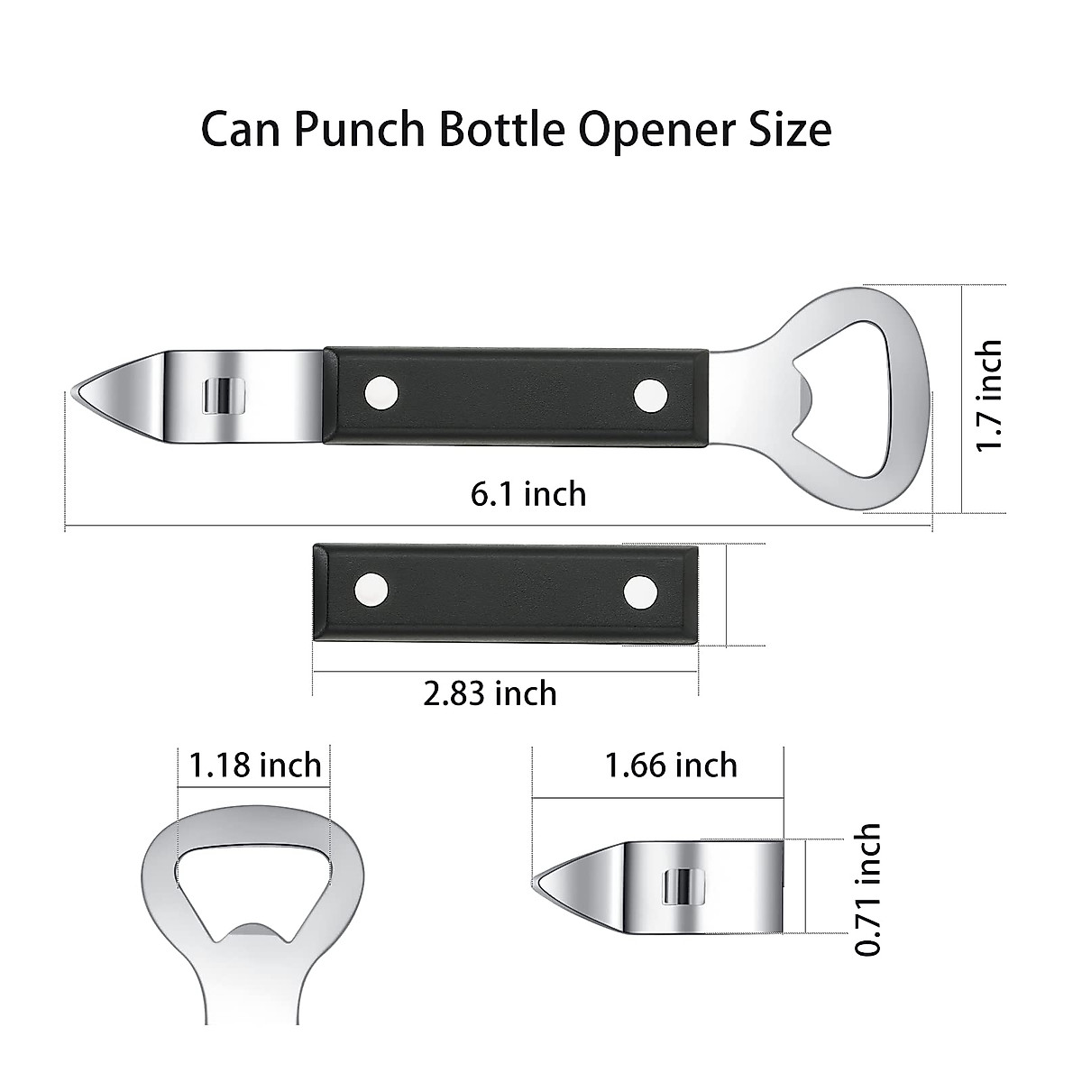 3 Pieces Magnetic Bottle Openers Can Opener Classic Beer Opener Stainless Steel Small Bottle Opener Can Tapper with Magnet & Can Punch Bottle Opener, Manual Stainless Steel Can Opener