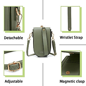 Sunwel Fashion Trendy Cell Phone Bag 5 Card Slots Mini Crossbody Bag Phone Purse Detachable Wristlet for Women Girls