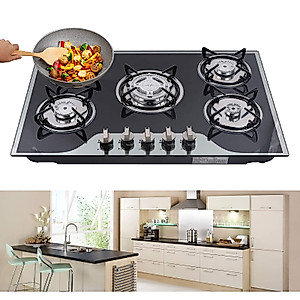 SNKOURIN 5 Burner Gas Stove Gas Cooktop 30 Inch,Stainless Steel Built-in Gas Stove with Independent Switch Control,NG/LPG Convertible Gas Cooktop,Thermocouple Protection