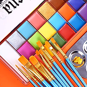 UCANBE Face Body Paint Set-Athena Painting Palette,10 Professional Artist Brush,Large Deep Pan Ideal for Halloween Cosplay Party SFX Arty Stage Makeup