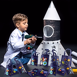 BANBALLON 20 PCS Outer Space Party Favor Bags Space Non-Woven Gift Bags Treat Gift Bags For kids Birthday Party Outer Space Theme Party Baby Shower Goodie Bags Supplies