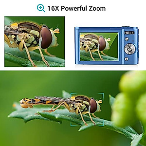Andoer Portable Digital Camera 48MP 2.7K 2.88-inch IPS Screen 16X Zoom Auto Focus Self-Timer 128GB Extended Memory Face Detection Anti-Shaking with 2pcs Batteries Hand Strap Carry Pouch