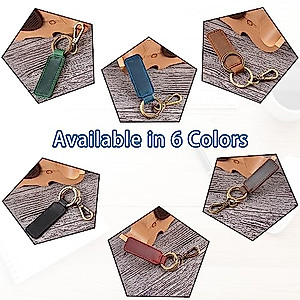 cueclue 1 PC Leather Keychain, Leather Retro Key Chain, Double-ring Keychain, Universal Car Keychain (Brown)