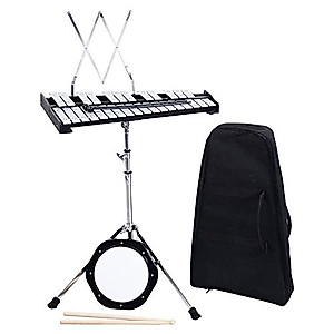 ReunionG Percussion Practice Bell Kit Set Professional Music Stand Xylophone with Bag Case for School Kid Band Teacher