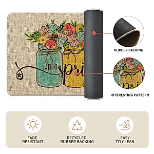 Artoid Mode Vases Flowers Hello Spring Kitchen Mats Set of 2, Home Decor Low-Profile Kitchen Rugs for Floor - 17x29 and 17x47 Inch