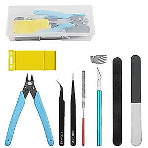 BXQINLENX Professional 9 PCS Gundam Model Tools Kit Modeler Basic Tools Craft Set Hobby Building Tools Kit for Gundam Car Model Building Repairing and Fixing(B)