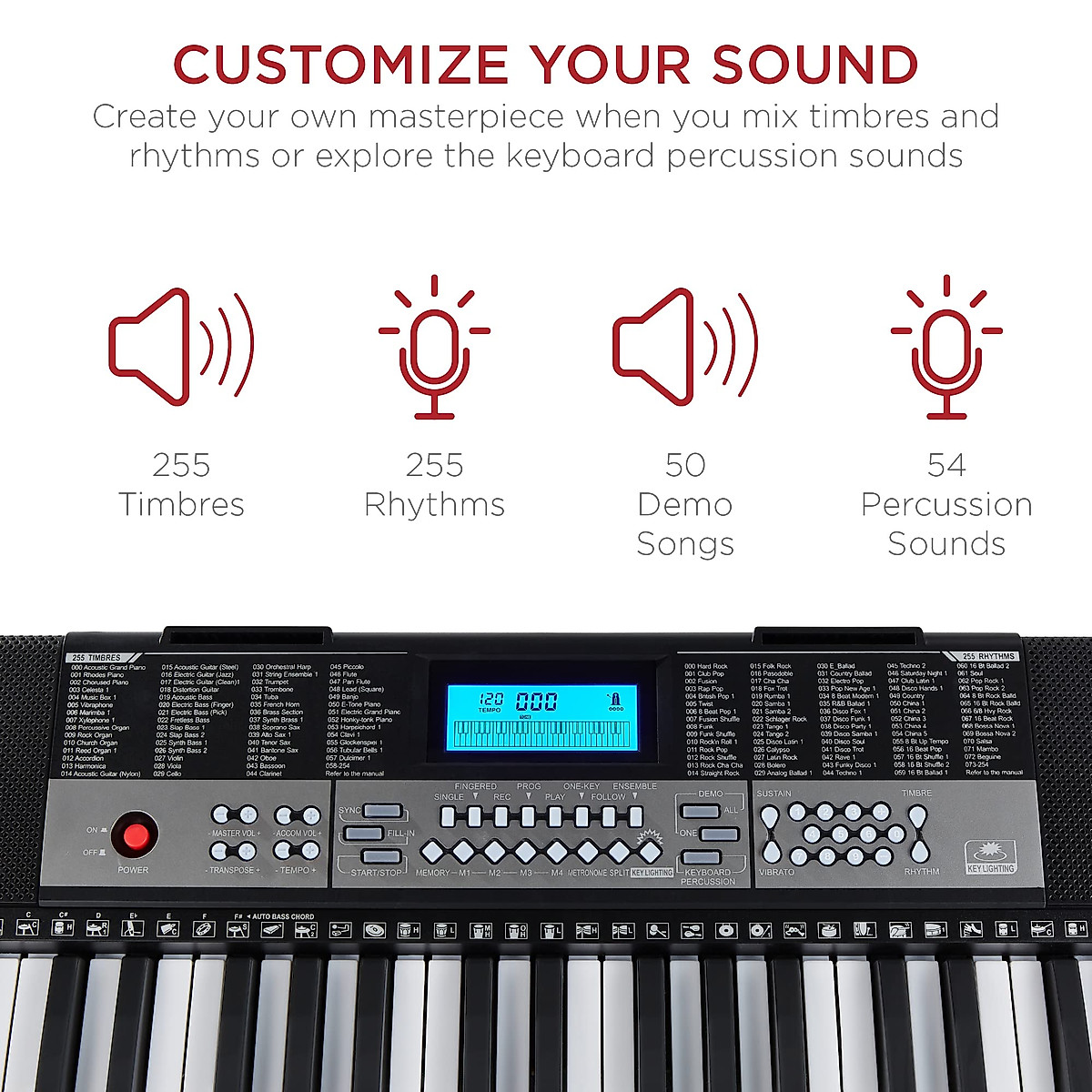 Best Choice Products 54-Key Electronic Keyboard Piano Portable Beginner Electric Keyboard Complete Set w/LCD Screen, Power Adapter, Teaching Modes, Music Sheet Stand, Built in Speakers