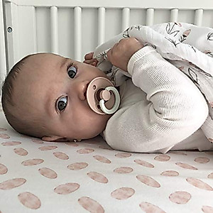 Adrienne Vittadini Bambini Jersey Cotton Standard Crib Sheets 2 Pack Watercolor Floral & Ovals, Pink