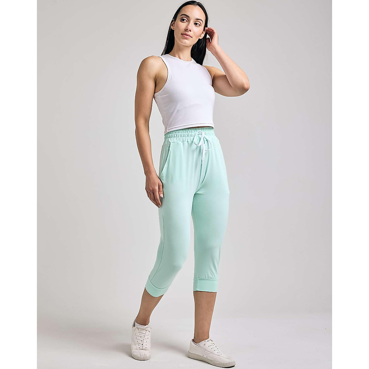 3 Pack: Womens Soft Capri Jogger Women Running Bottoms Capris Running Sports Yoga Lounge Active Ladies Warm Sweatpants Joggers Pants Casual Athletic Pockets Summer Yoga Cropped Cuffed - Set 5, S