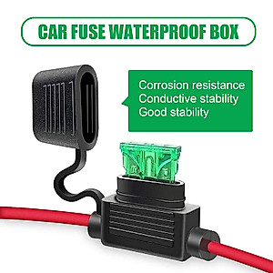 GKmow 5 PCS Plug-in Low-Voltage Fuse Holder, 30A Fuse, 12AWG Insulated Wire, Waterproof Appliances Protection Tool, Suitable for Cars, All-Terrain Vehicles, Motorcycles, Yachts, CD Players (Black)