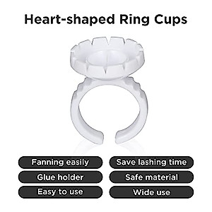 BEYELIAN Glue Rings, 100 Pcs Lash Glue Cups, Lash Extension Supplies, Lash Glue Holder for Volume Lashes Fan