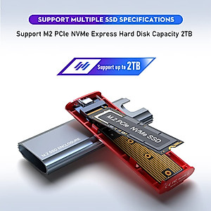 M2 SSD Case M.2 to USB 3.1 Gen 2 10Gbps NVMe SSD Enclosure for NVMe PCIE M Key/ (B+M) Key SSD, M2 SSD Case CC