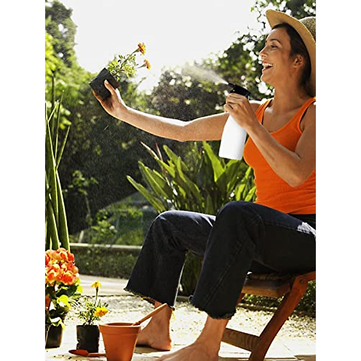 MADHOLLY 6pcs Spray Bottle Replacement Nozzle- Reusable Heavy Duty Mist Spray & Stream Sprayer Replacement Tops Fit Standard 28/400 Neck Bottles for Home Office Cleaning Household Supplies(Black)