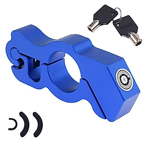 Windance Motorcycle Anti Theft Lock,Heavy Duty Front Brake Lock,Throttle Grip Clutch Brake Lever Handlebar Protection (Blue, L)