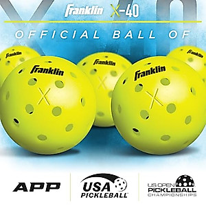 Franklin Sports Pickleball 2 Player Carbon Fiber Paddle and X-40 Pickleball Set - (2) Carbon Fiber Paddles - (4) X-40 Balls - Carry Bag - USA Pickleball Approved