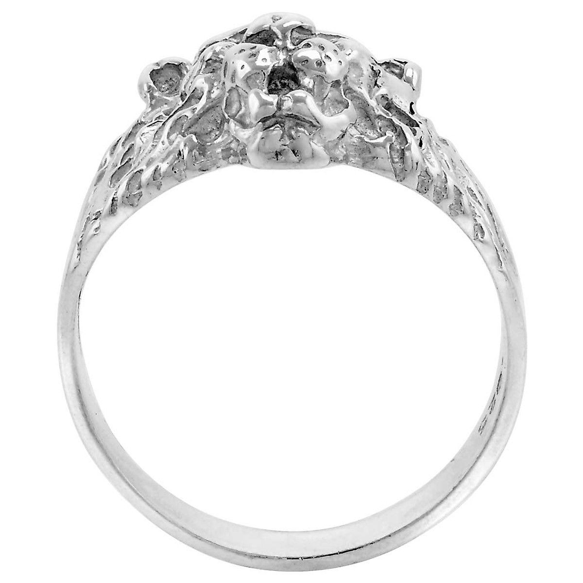 Gabriella Gold Sterling Silver Lion Ring Diamond Cut Finish 1/2 inch wide size 6.5