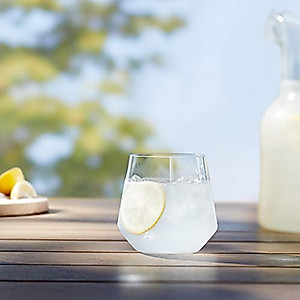 Amazon Basics Tritan BPA-Free Plastic Stemless Wine Glass, 14-Ounce, Clear - Set of 4