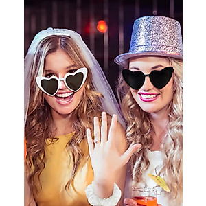 4 Pack Heart Shaped Sunglasses Trendy Cat Eye Love Heart Glasses Vintage Retro Heart Sunglasses for Women(Black)