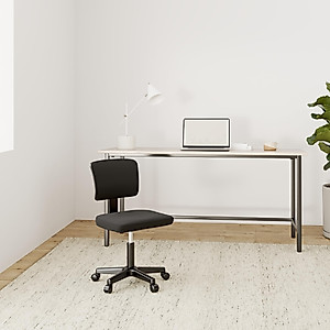 Armless Mesh Office Chair, Ergonomic Computer Desk Chair, No Armrest Small Mid Back Executive Task Chair with Lumbar Support and Swivel Rolling for Small Spaces, Black