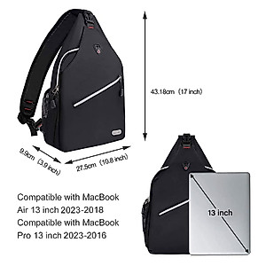 MOSISO Rope Sling Backpack (Up to 13 inch), Multipurpose Crossbody Chest One Shoulder Outdoor Travel Hiking Daypack, Black