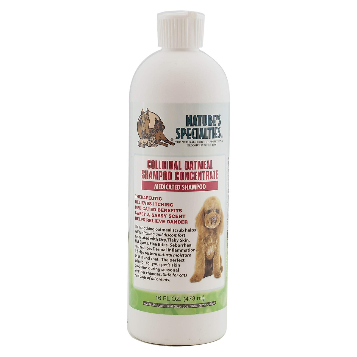 Nature's Specialties Colloidal Oatmeal Ultra Concentrated Dog Shampoo Concentrate for Pets, Makes up to 1.5 Gallons, Natural Choice for Professional Groomers, Relieves Itching, Made in USA, 16 oz