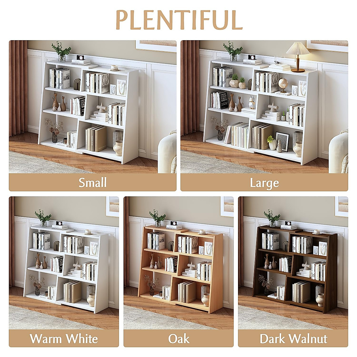 IOTXY Wooden Extendable Shelf Bookcase - 3-Tier Ladder Low Short Bookshelf for Small Space or Corner, White, S