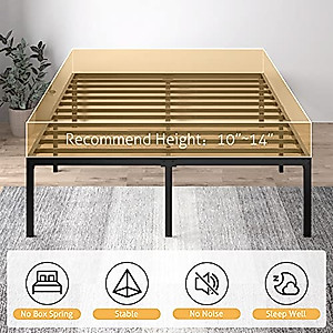 SHA CERLIN Full Size Sturdy Metal Bed Frame, Heavy Duty Platform Bed Frame No Box Spring Needed, Slots for Headboard Attachment, Easy Assembly, Mattress Foundation, No Noise, Non-Slip Design