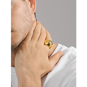 GOLDCHIC JEWELRY Gold Statement Ring for Women, 23mm Oversized Chunky Dome Rings Thick Cocktail Rings Size 7