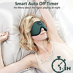 Sleep Mask with Bluetooth Headphones,LC-dolida Sleep Headphones Bluetooth Sleep Mask Breathable Sleeping Headphones for Side Sleepers Best Gift and Travel Essential (Green)