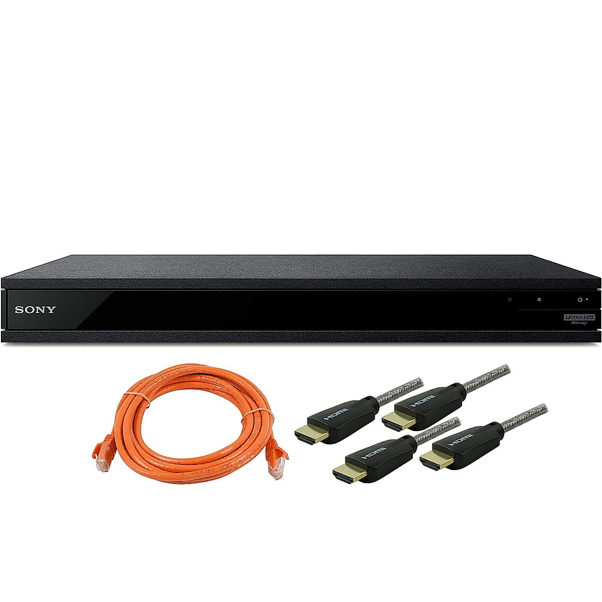 Sony UBP-X800M2 4K Ultra HD Blu-ray Player with HDR Bundle with 6-Feet High Speed Premium HDMI Cables and Ethernet Cable (3 Items)