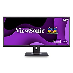 ViewSonic VG3456 34 Inch 21:9 1440p Monitor with Ergonomics Design, USB C, FreeSync, Docking Built-in (Renewed)