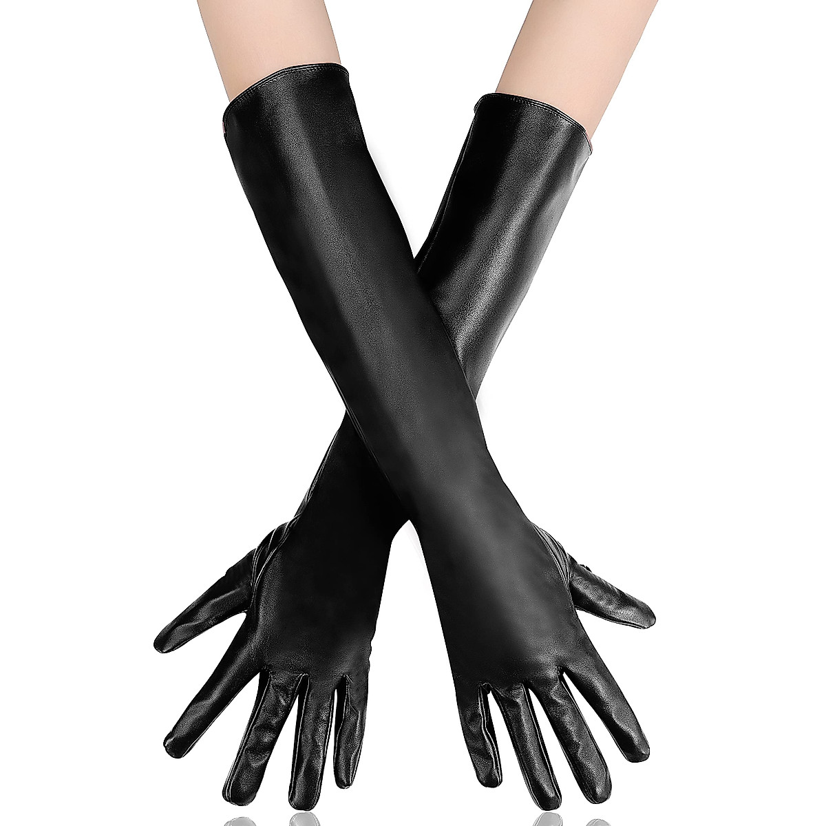 Bellady Long Faux Leather Gloves for Women,Elbow Length Touchscreen Dress Gloves,Cosplay Costume Opera Gloves