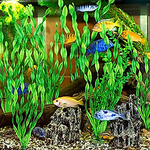 Giegxin 30 Pieces Artificial Seaweed Plants Aquarium Plants Plastic Seaweed Decor Plastic Fish Tank Plant Decorations Fake Seaweed Decoration for Household and Office Aquarium (Green)