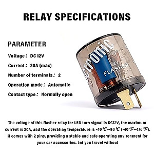 2PCS LED Flasher Relay,Heavy Duty 12V 2-Pin Electric LED Turn Signal Relay,Two Prong Round Blinker Relay for Fixing Car Motorcycle Scooter Bike Turn Signal Light Frequent Flicker