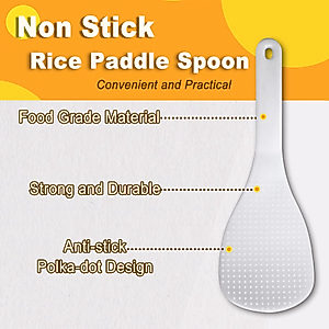 Vonty 2pcs Plastic Rice Paddle Spoon 7.5 Inch, White