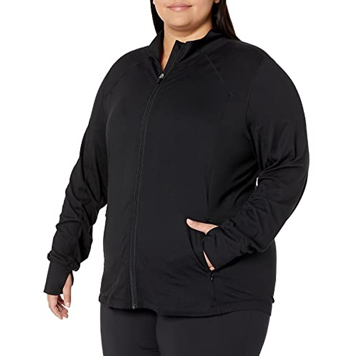 Amazon Essentials Women's Brushed Tech Stretch Full-Zip Jacket (Available in Plus Size), Black, X-Large