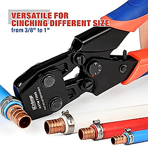 iCrimp Mini PEX Pipe Quick Cinch Tool Set for Stainless Steel Clamp from 3/8-inch to 1-inch-with Pex Cutter,20pcs 1/2-inch and 10pcs 3/4-inch Stainless Steel Clamps included