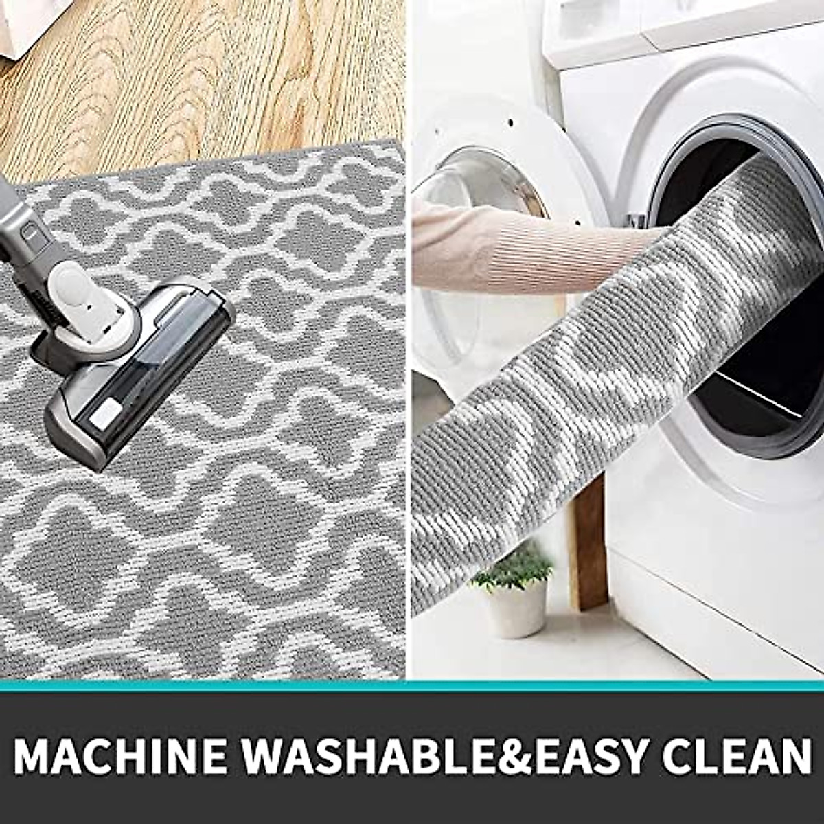 HEBE Indoor Door Mat Runner 20"x59" Non Slip Front Door Welcome Mats Washable Shoe Mats Dirt Trapper for Entryway Low Profile Kitchen Carpet for Entrance Hallways Entrance Mat for Dogs