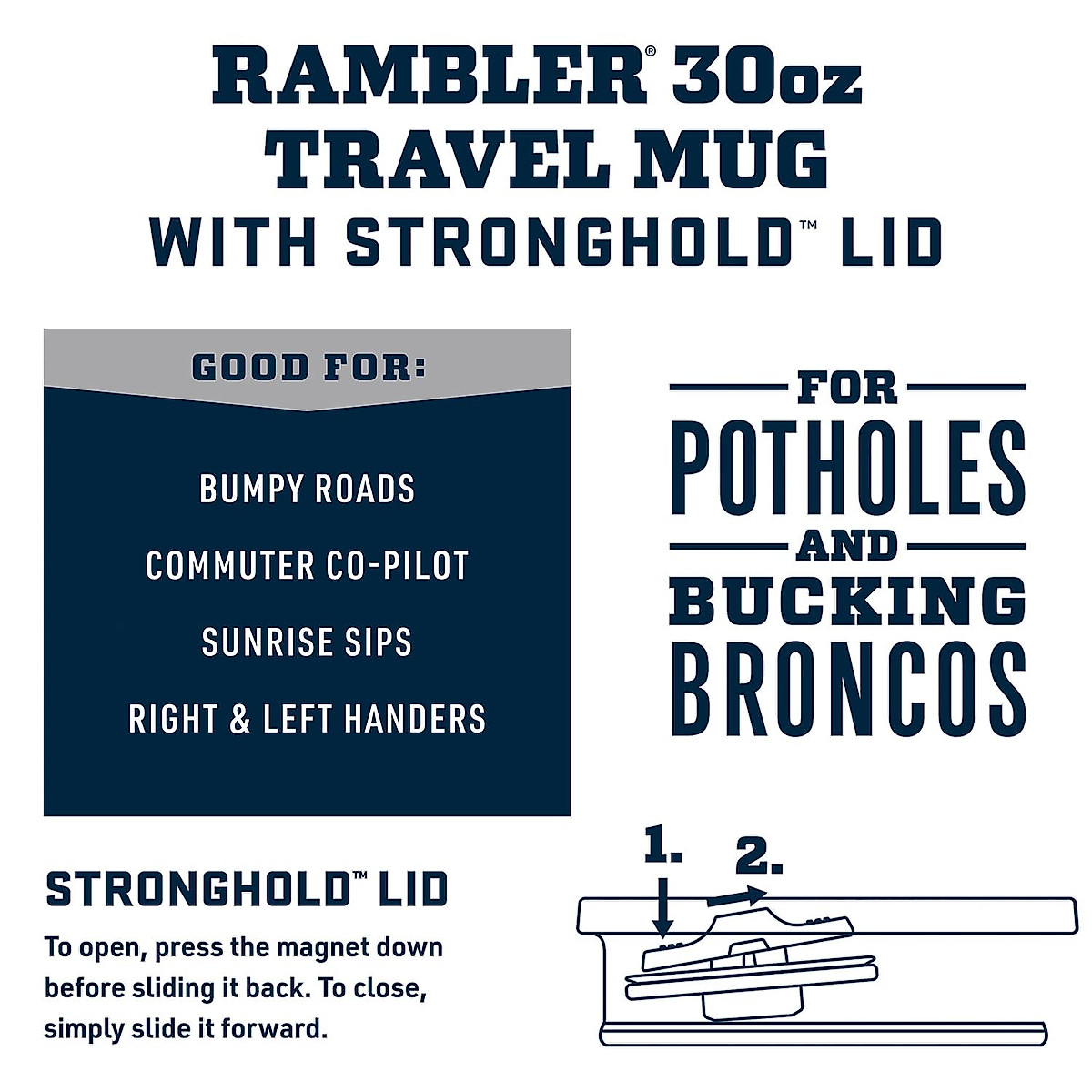 YETI Rambler 30 oz Travel Mug, Stainless Steel, Vacuum Insulated with Stronghold Lid, Big Sky Blue