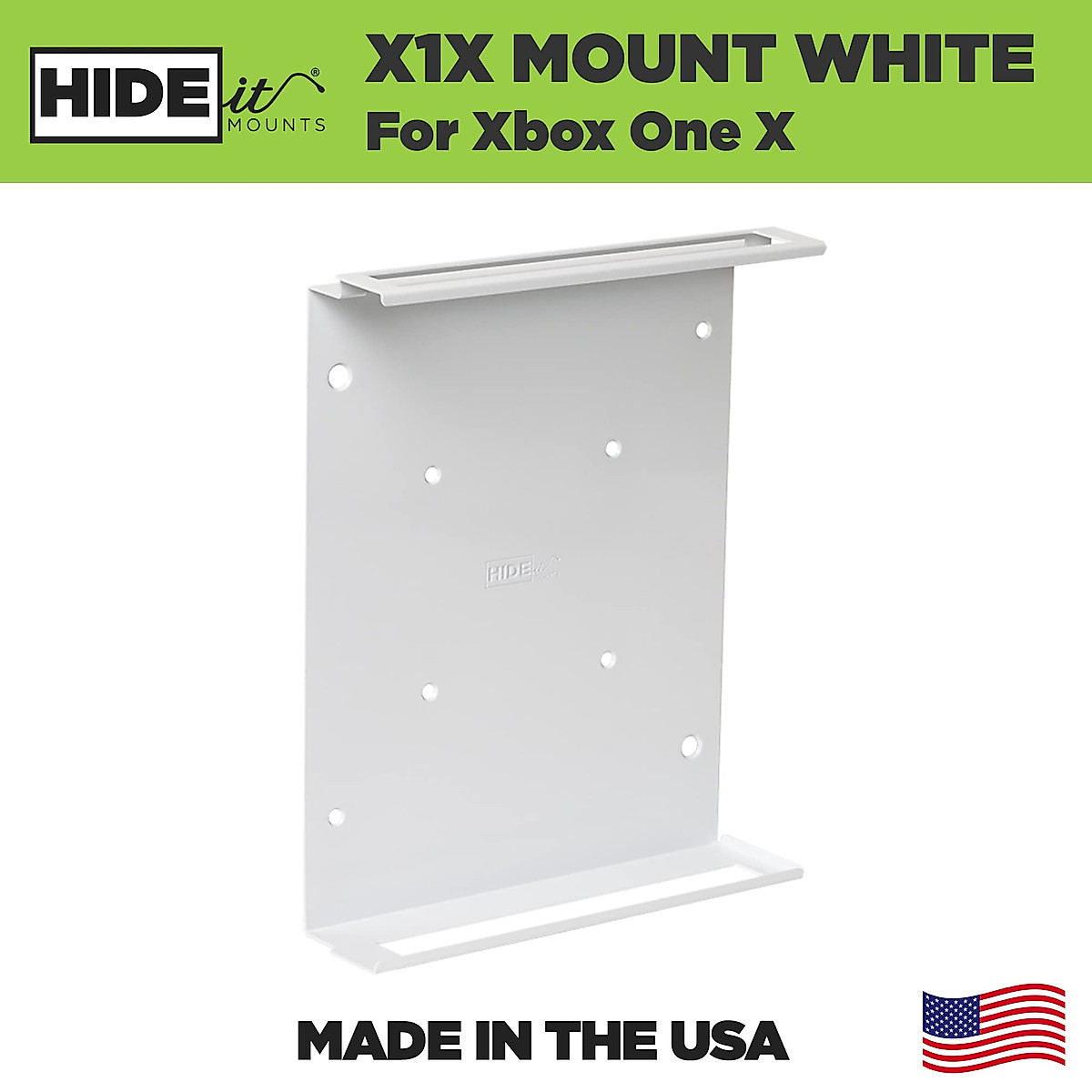 HIDEit Mounts X1X Wall Mount for Xbox One X - Made in USA White Steel Mount for Xbox One X White to Safely Store Your Xbox One X Near or Behind TV