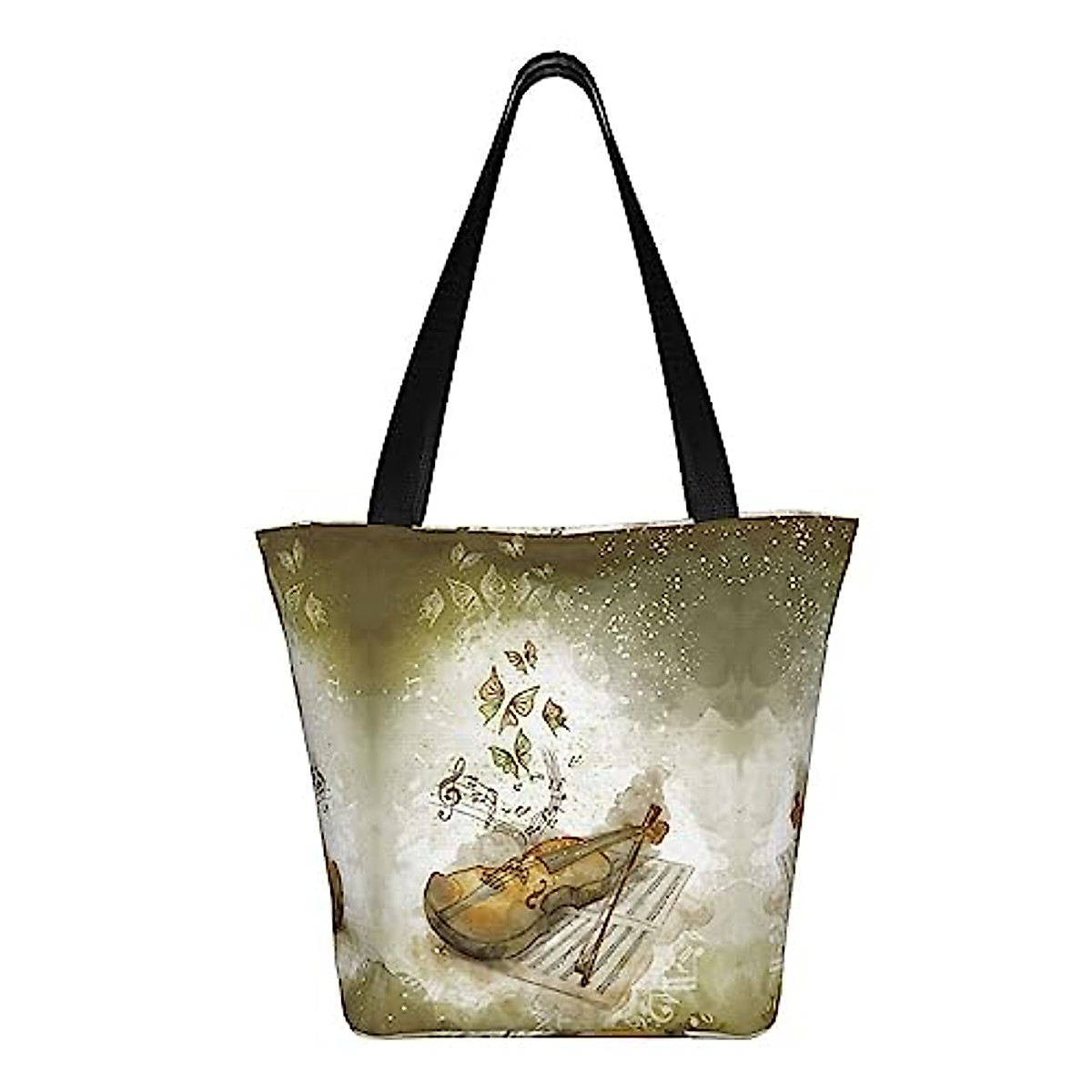 AKAUTOSM Butterfly And Cello Shopping Bag,Shoulder Bag,Large Capacity Lightweight,Can Be Used For Play,Travel,Shopping,Etc.