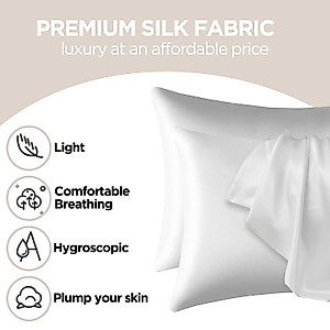 TSSPLUS Satin Pillow Cases Standard Size, White Pillow Cases, White Bed, Cooling Pillow, Soft Pillow, Similar to Silk Pillow Cases, Room Decor, Gifts for Women, Gifts for Men (Standard, Ivory)